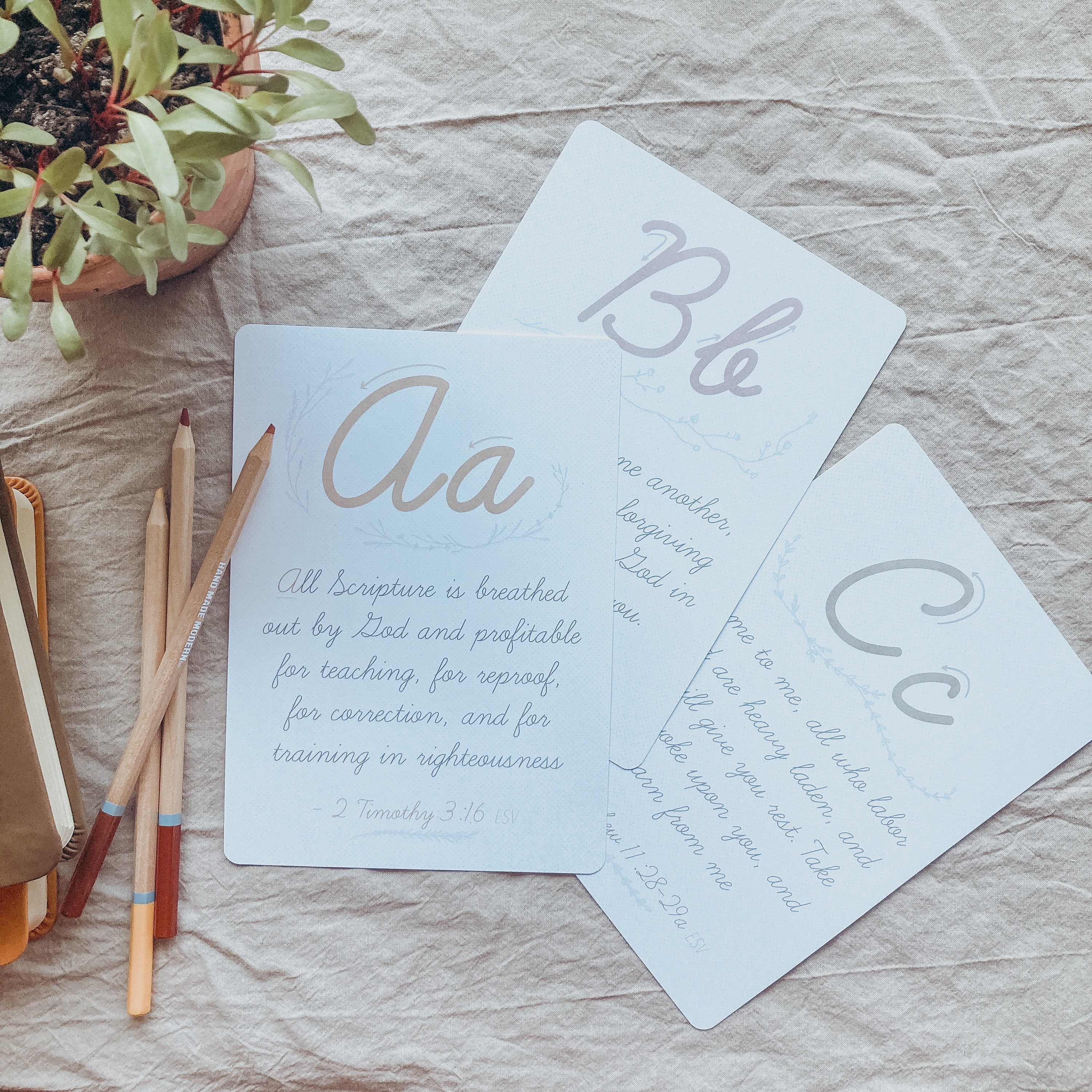 Cursive ABC Scripture Cards – Homeschool Bible Memory - Etsy