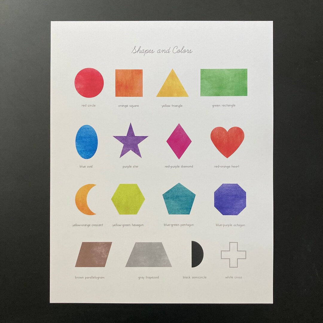 Watercolor Shapes and Colors Art Poster - Homeschool Decor - Etsy