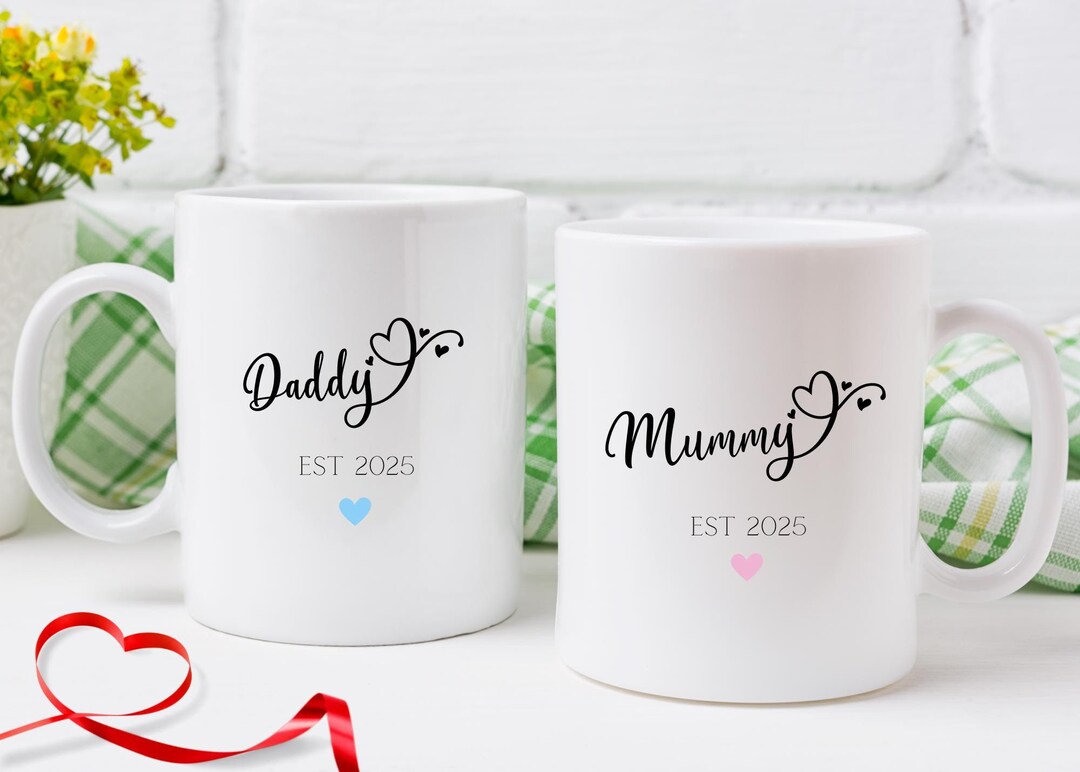 Personalized New Parent Mugs: Baby Shower Pregnancy Reveal Gift - Etsy