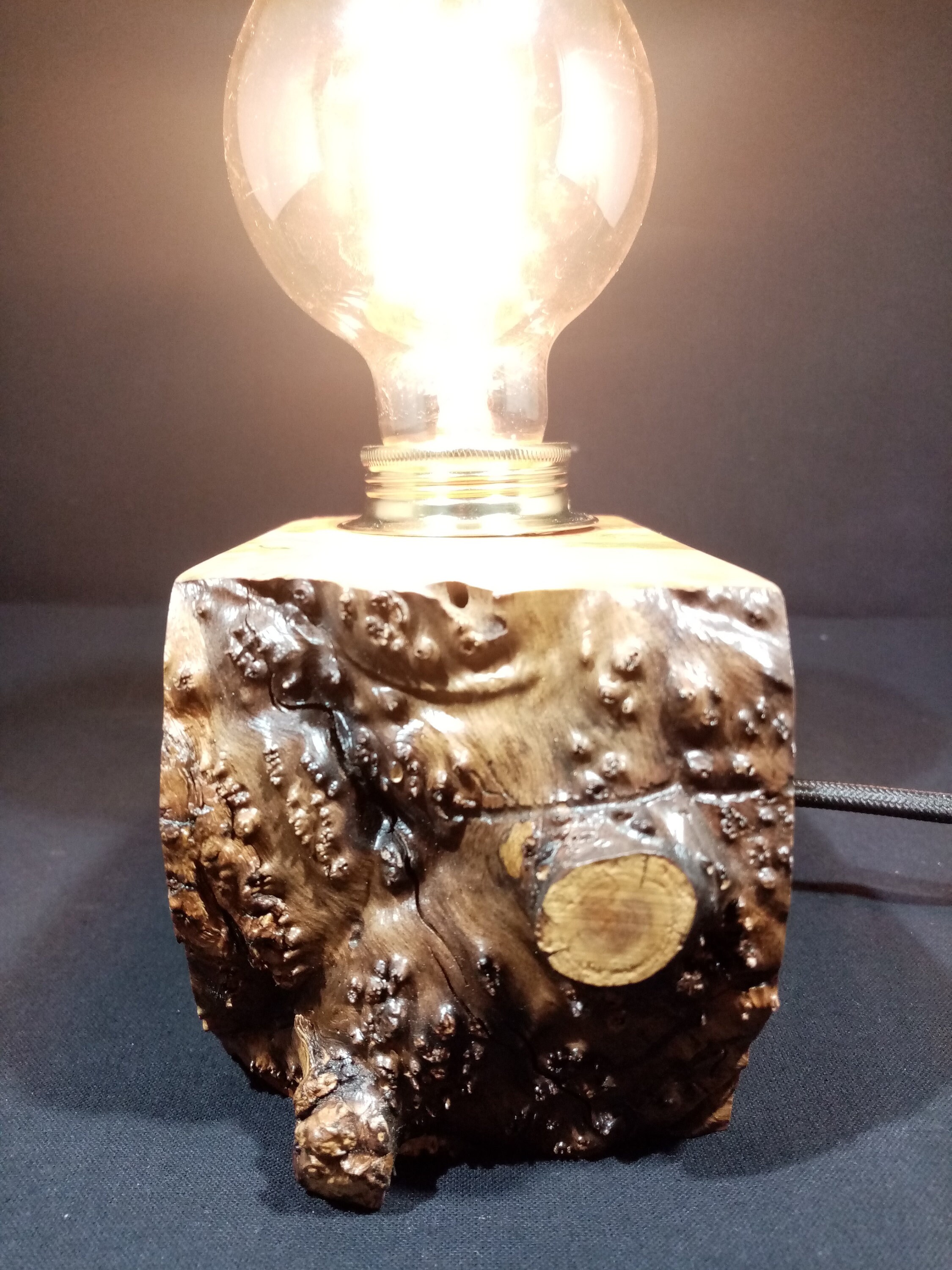 Solid Olive Wood Table Lamp With Edisson E27 40W G80 Filament - Etsy