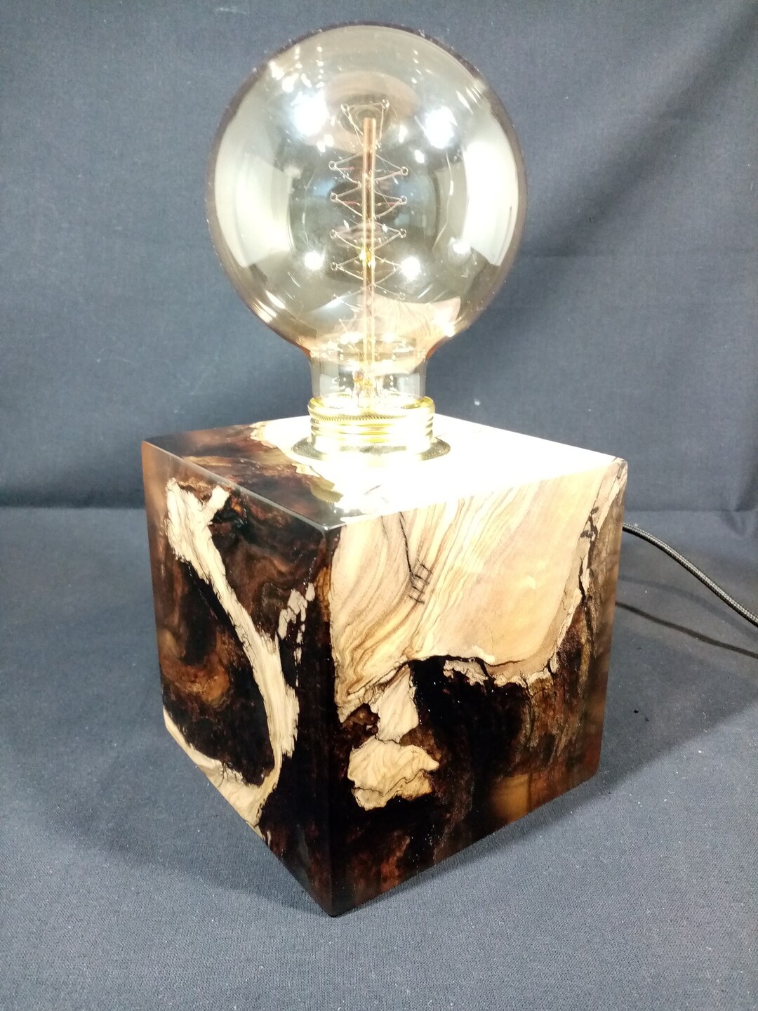 Olive Wood Table Lamp and Transparent Epoxy Resin With Edisson E27 40W ...
