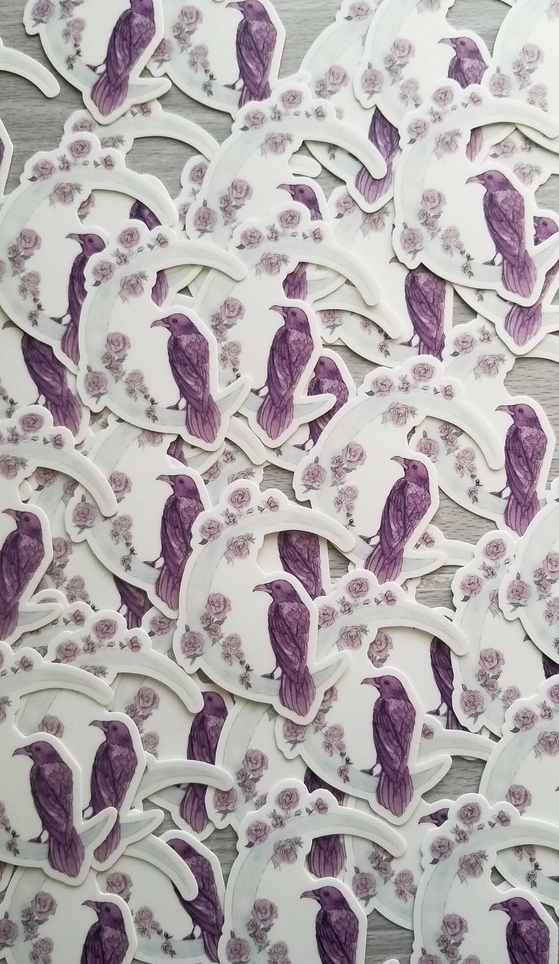 Purple Raven on a Crescent Moon Water bottle Sticker | Etsy