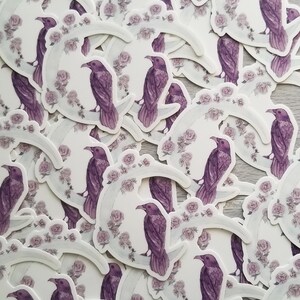 Purple Raven on a Crescent Moon Water Bottle Sticker - Etsy