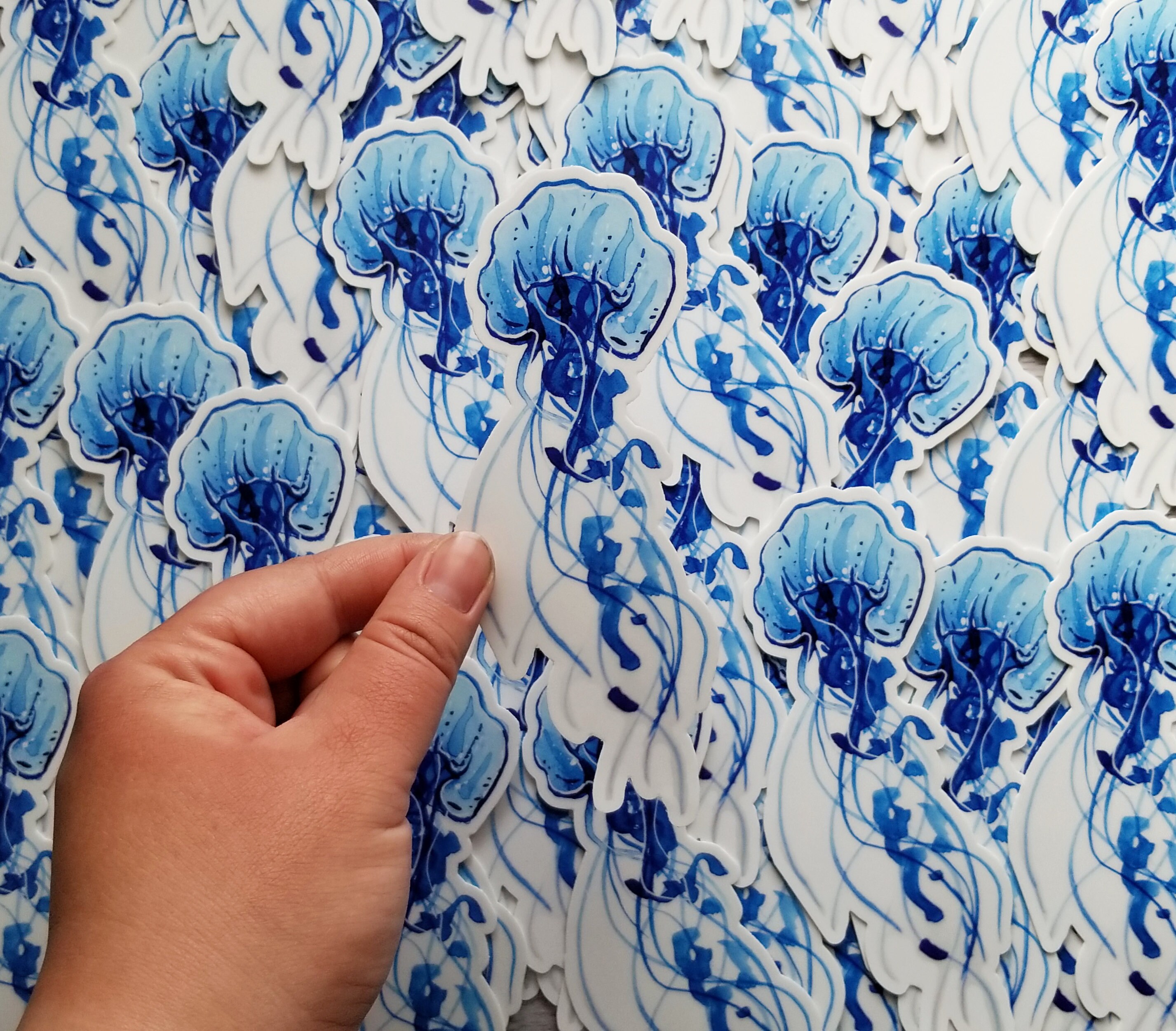 Blue Watercolor Jellyfish Bumper Sticker - Etsy