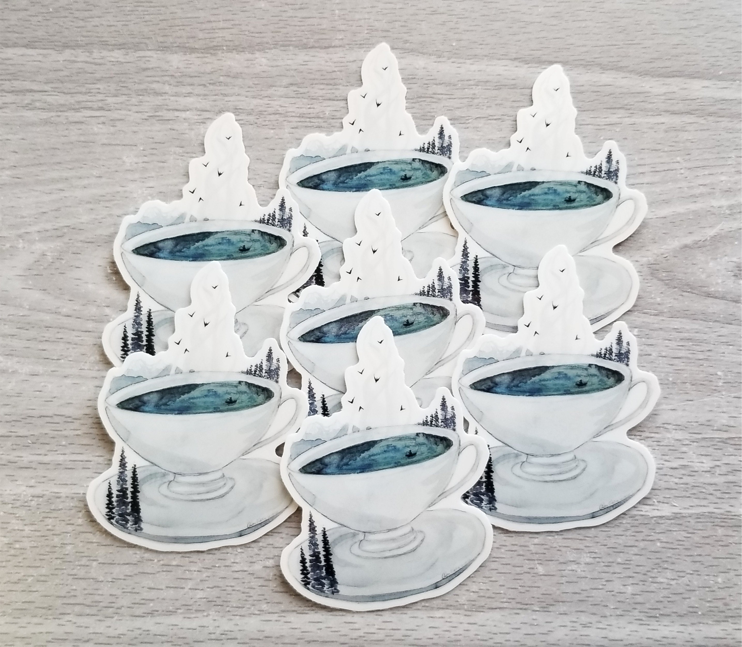 Mountain Tea Vinyl Water Bottle Sticker - Etsy