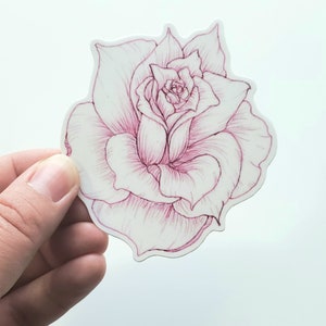 Pink Rose Water Bottle Sticker Decal - Etsy