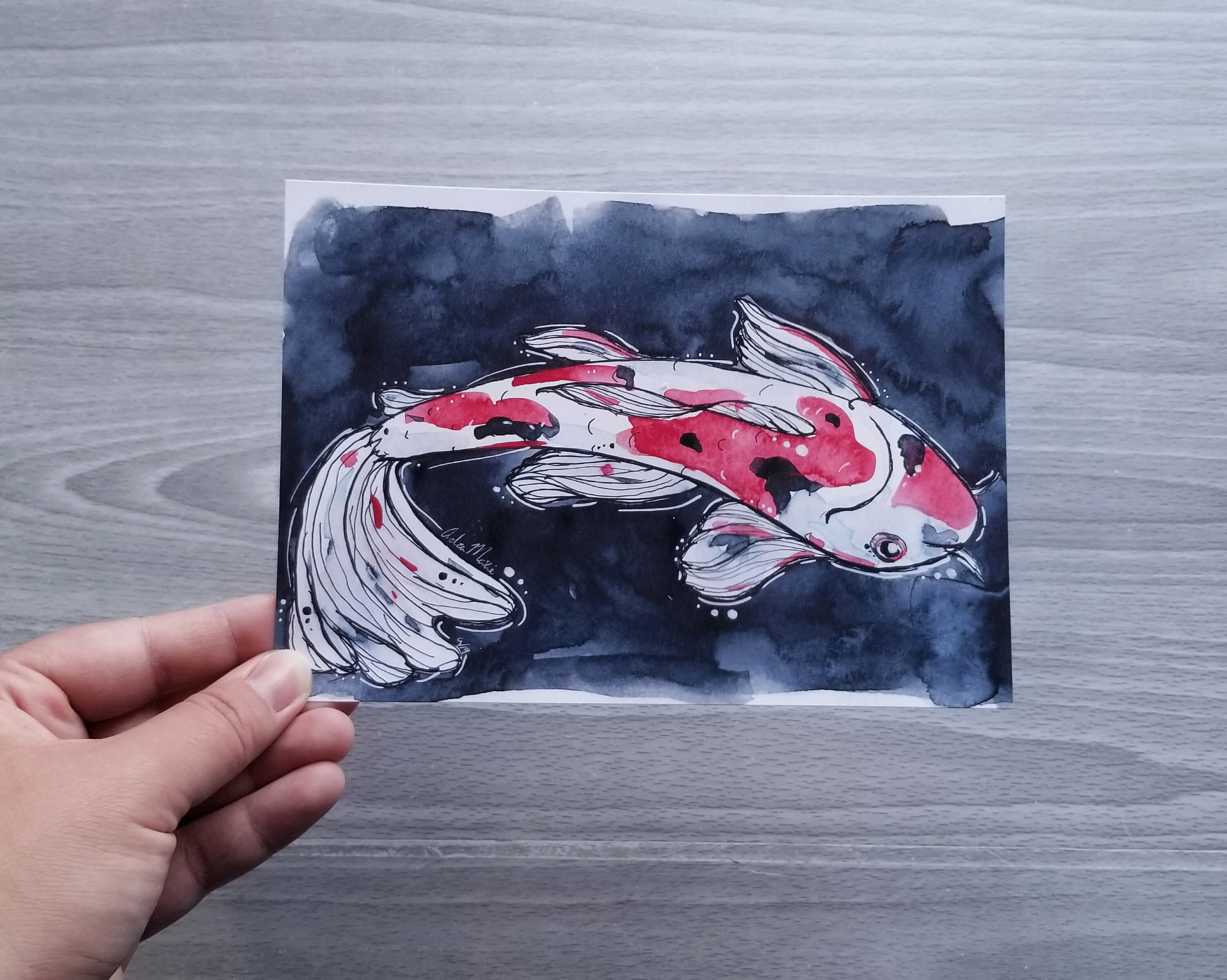 5x7 Watercolor Koi Fish Art Print - Etsy