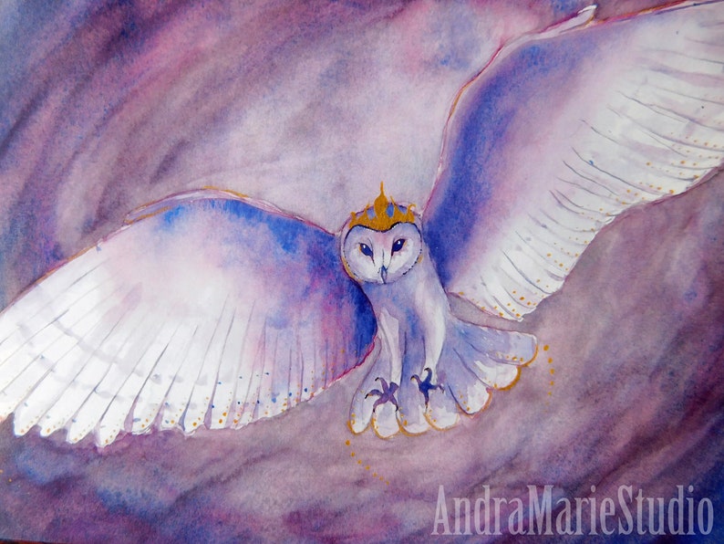 Watercolor Owl Queen Art Print | Etsy