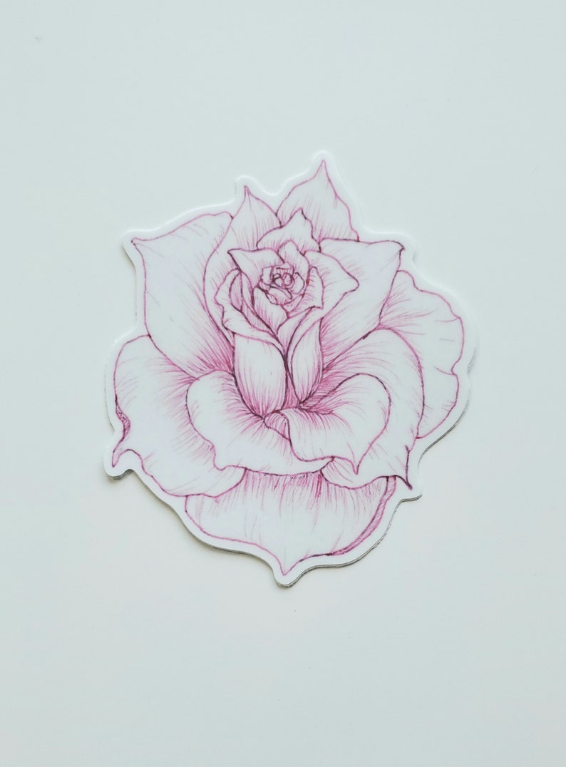 Pink Rose Water Bottle Sticker Decal | Etsy