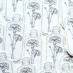 Simple Carnation in a Bottle Sticker - Etsy