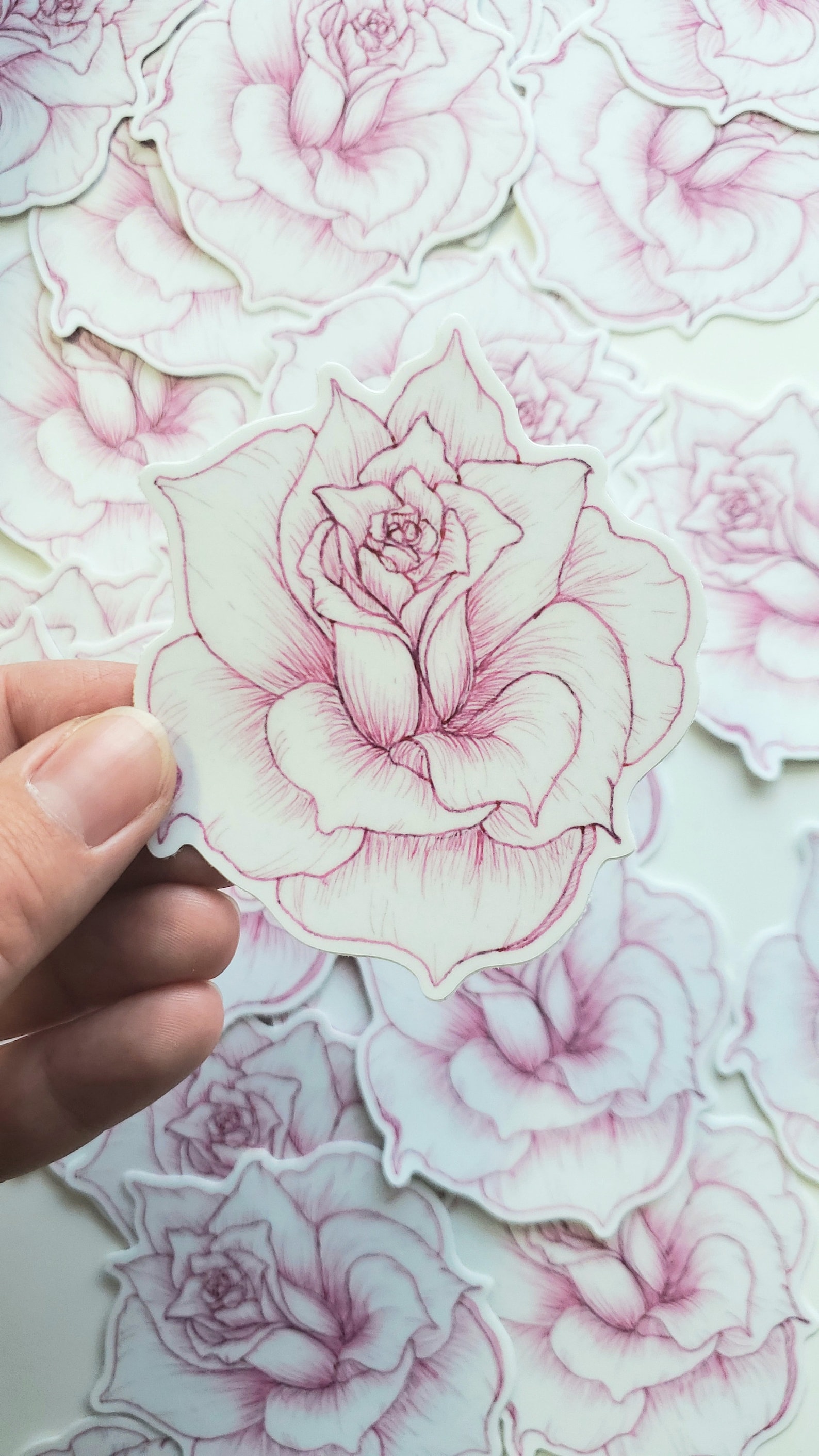 Pink Rose Water Bottle Sticker Decal | Etsy