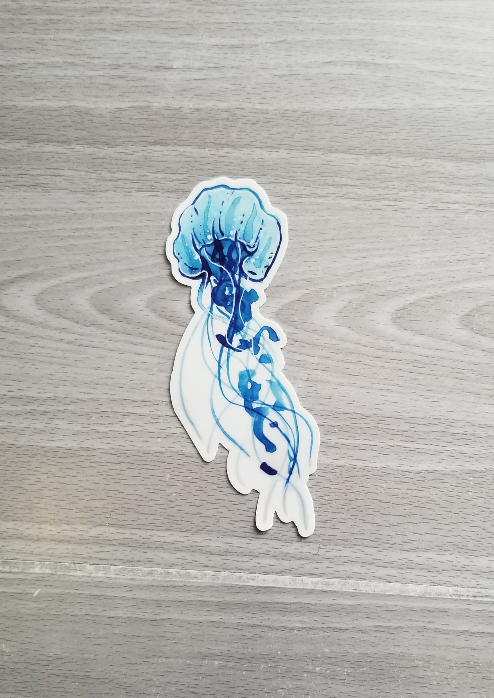 Blue Watercolor Jellyfish Bumper Sticker - Etsy