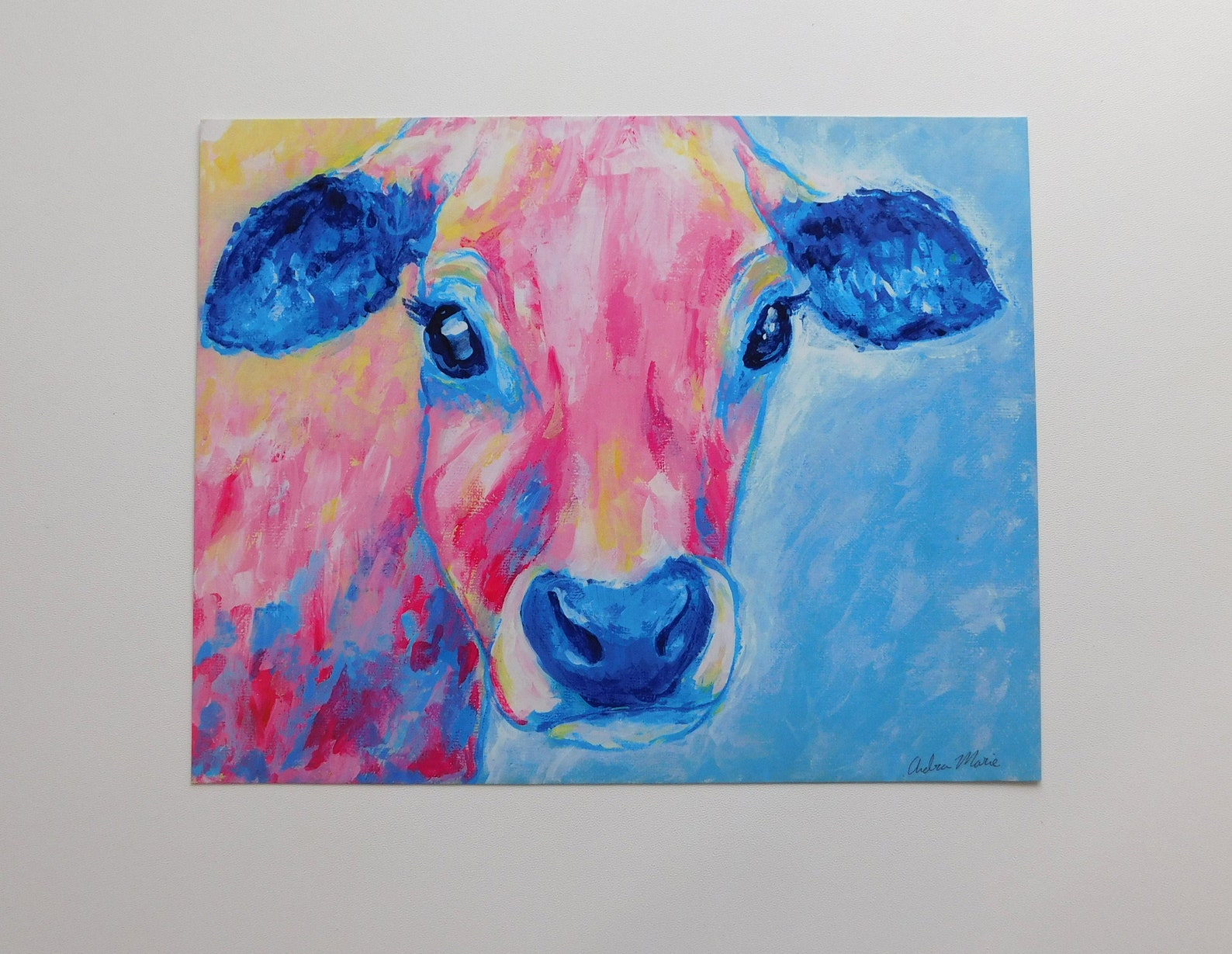 Pink Valentine Cow Art Print - Etsy