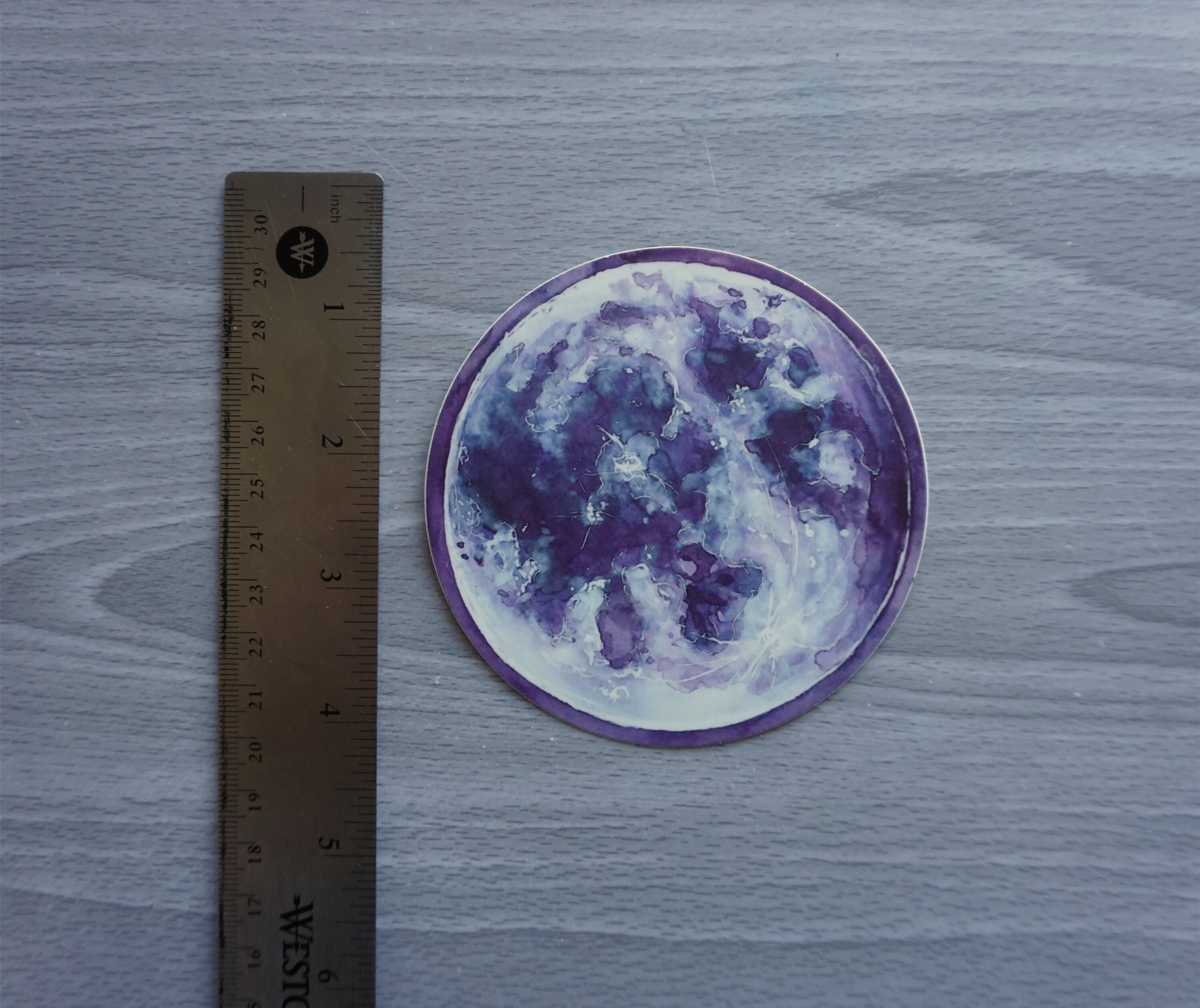 Purple Watercolor Full Moon Vinyl Sticker Decal - Etsy