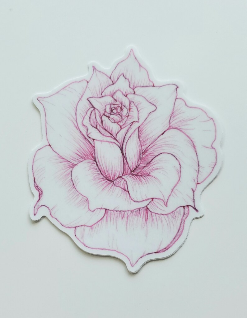 Pink Rose Water Bottle Sticker Decal | Etsy