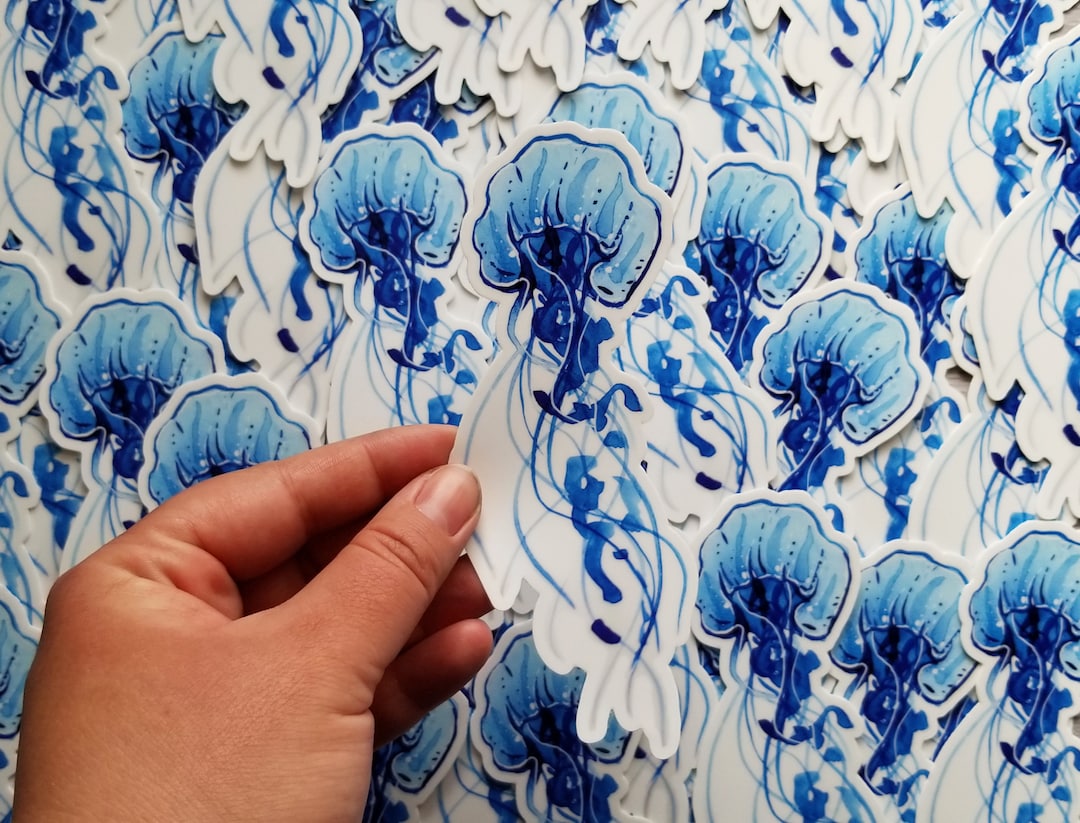 Blue Watercolor Jellyfish Bumper Sticker - Etsy