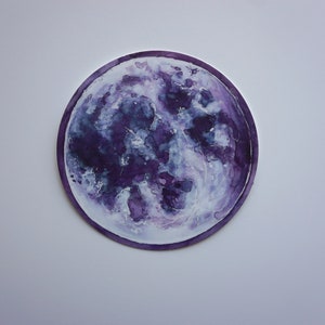 Purple Watercolor Full Moon Vinyl Sticker Decal - Etsy
