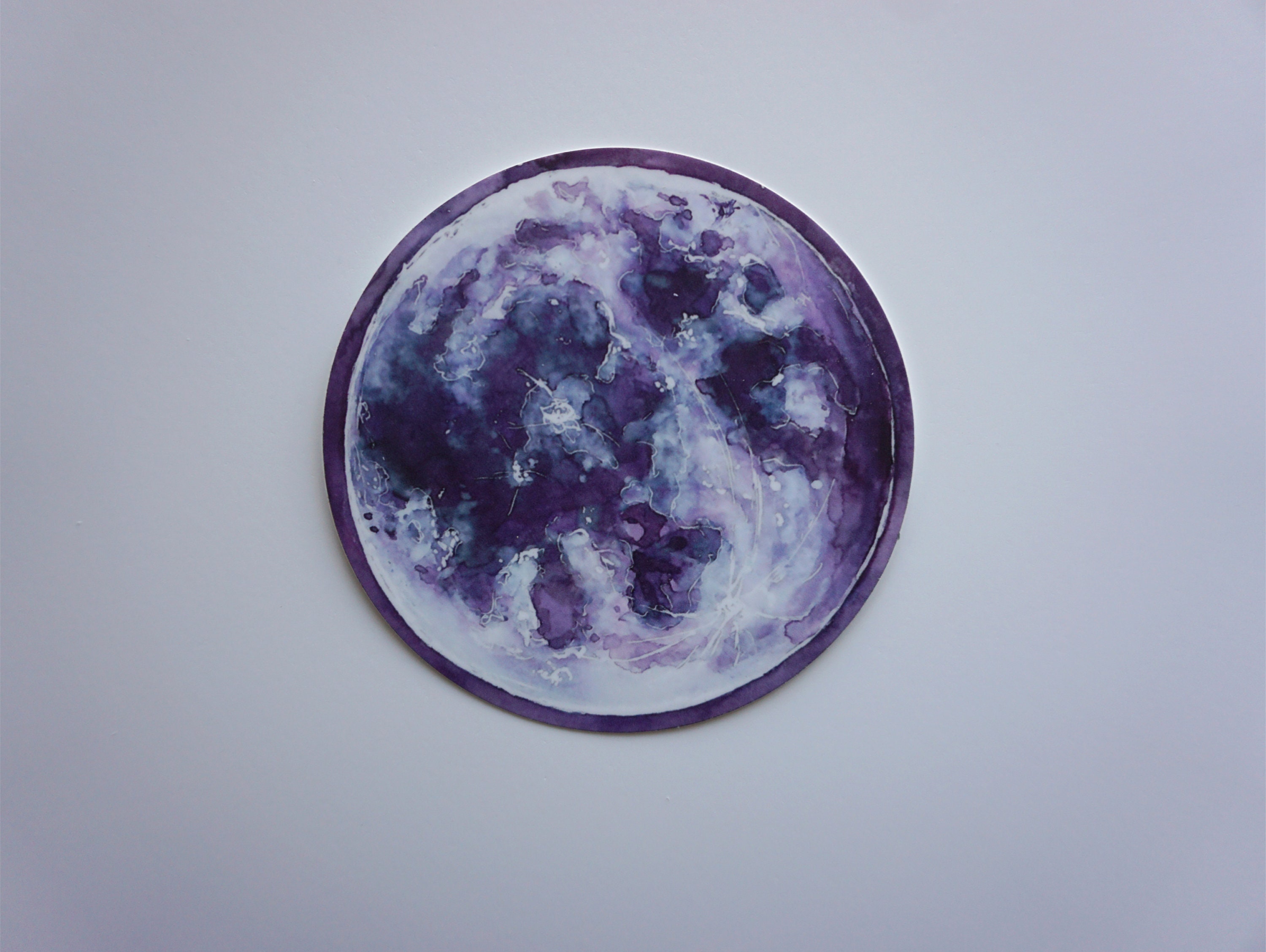 Purple Watercolor Full Moon Vinyl Sticker Decal - Etsy