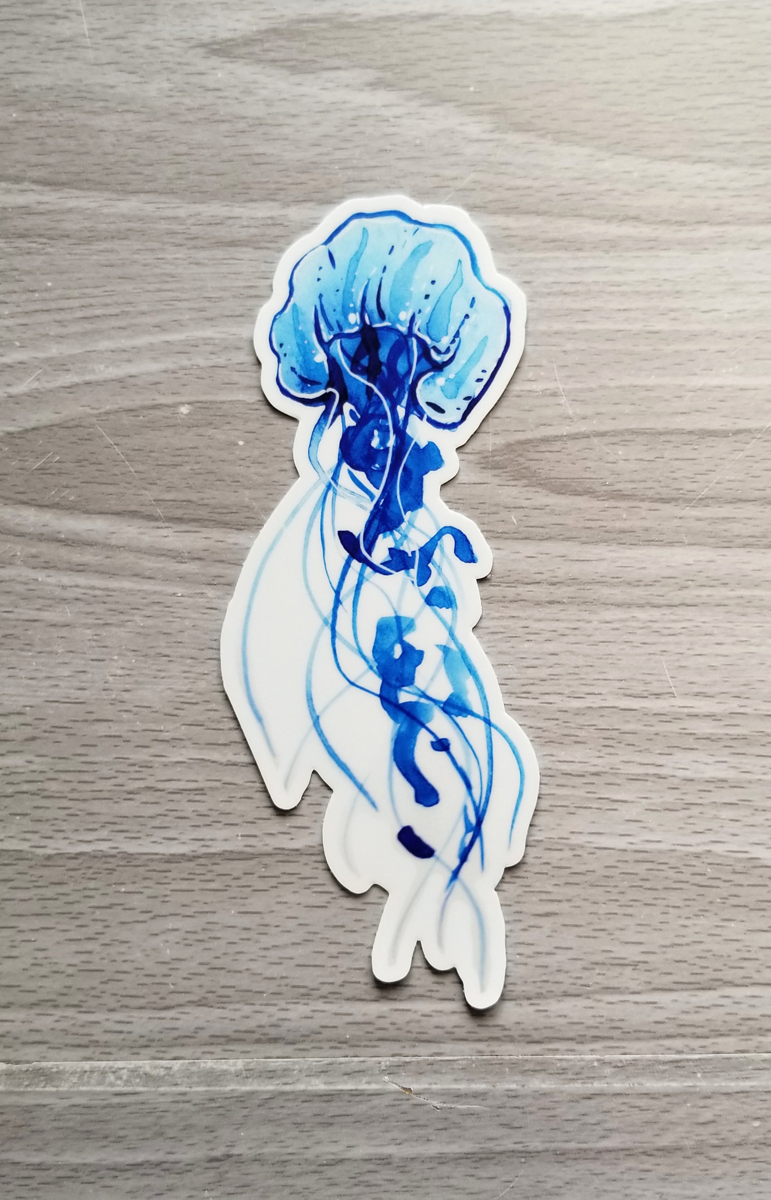 Blue Watercolor Jellyfish Bumper Sticker - Etsy