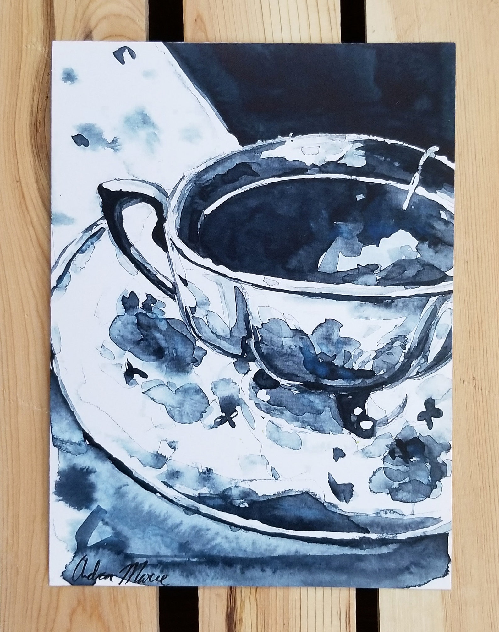 Watercolor Tea Cup 5x7 Art Print - Etsy