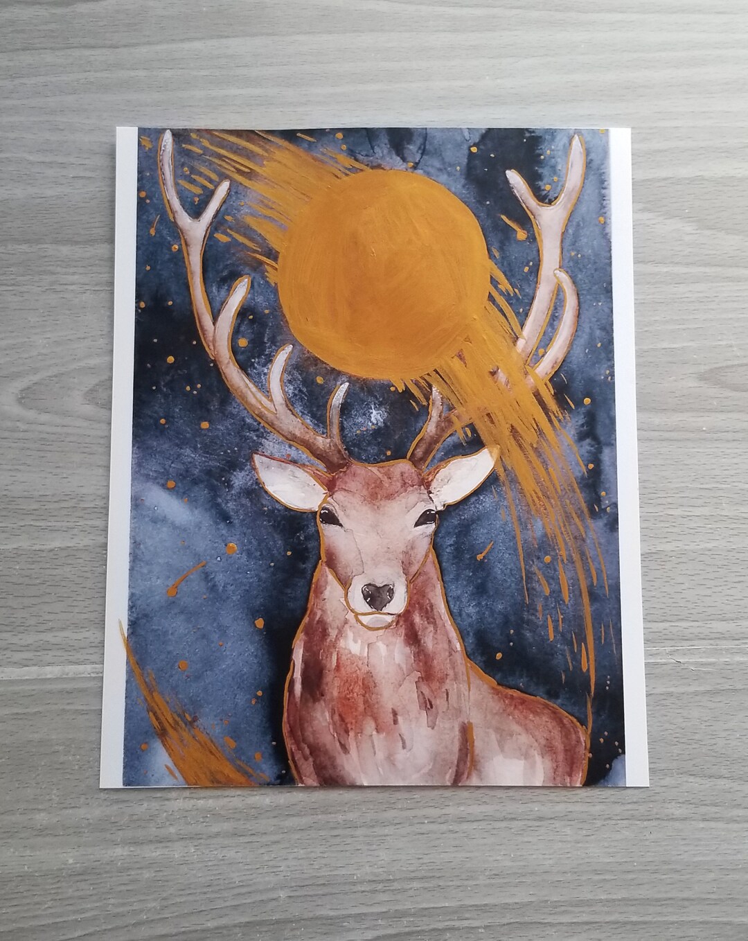Gold Elk Art Print, Hand Embellished With Gold Paint - Etsy
