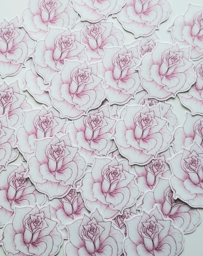 Pink Rose Water Bottle Sticker Decal | Etsy