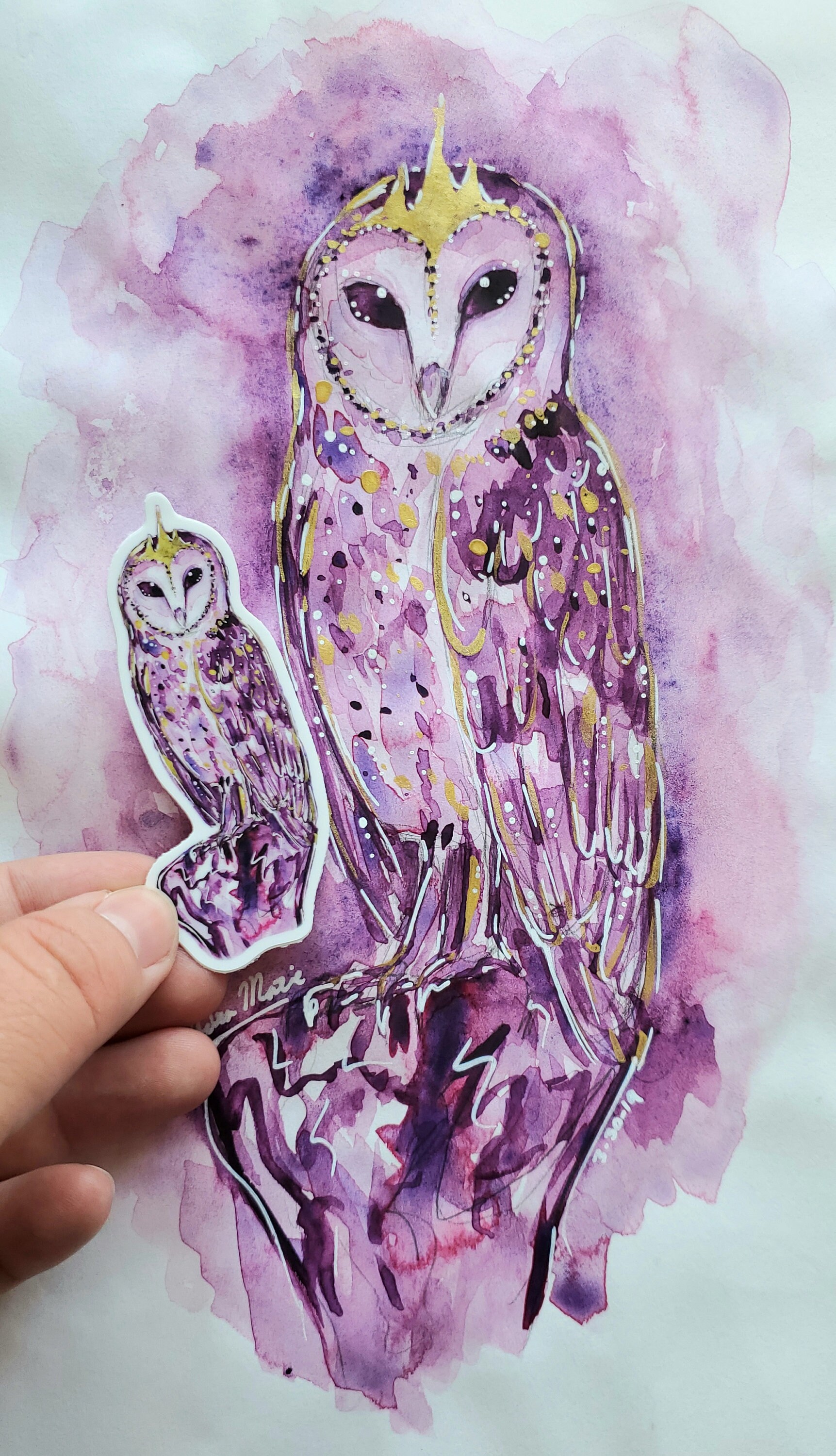 Rose of Ultramarine Watercolor Queen Owl Sticker - Etsy