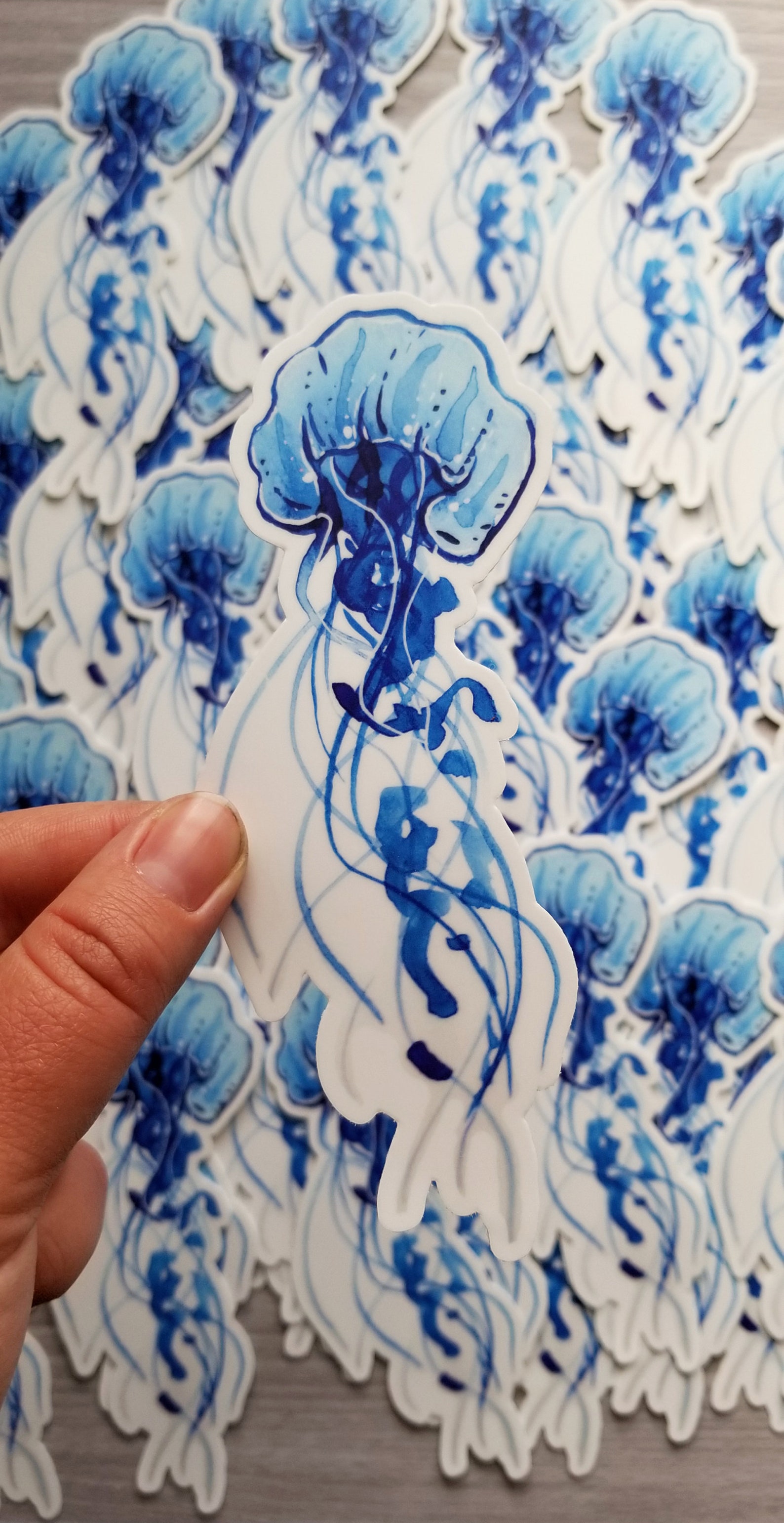 Blue Watercolor Jellyfish Bumper Sticker - Etsy