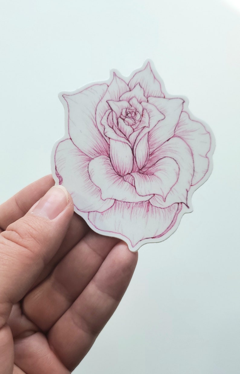 Pink Rose Water Bottle Sticker Decal | Etsy