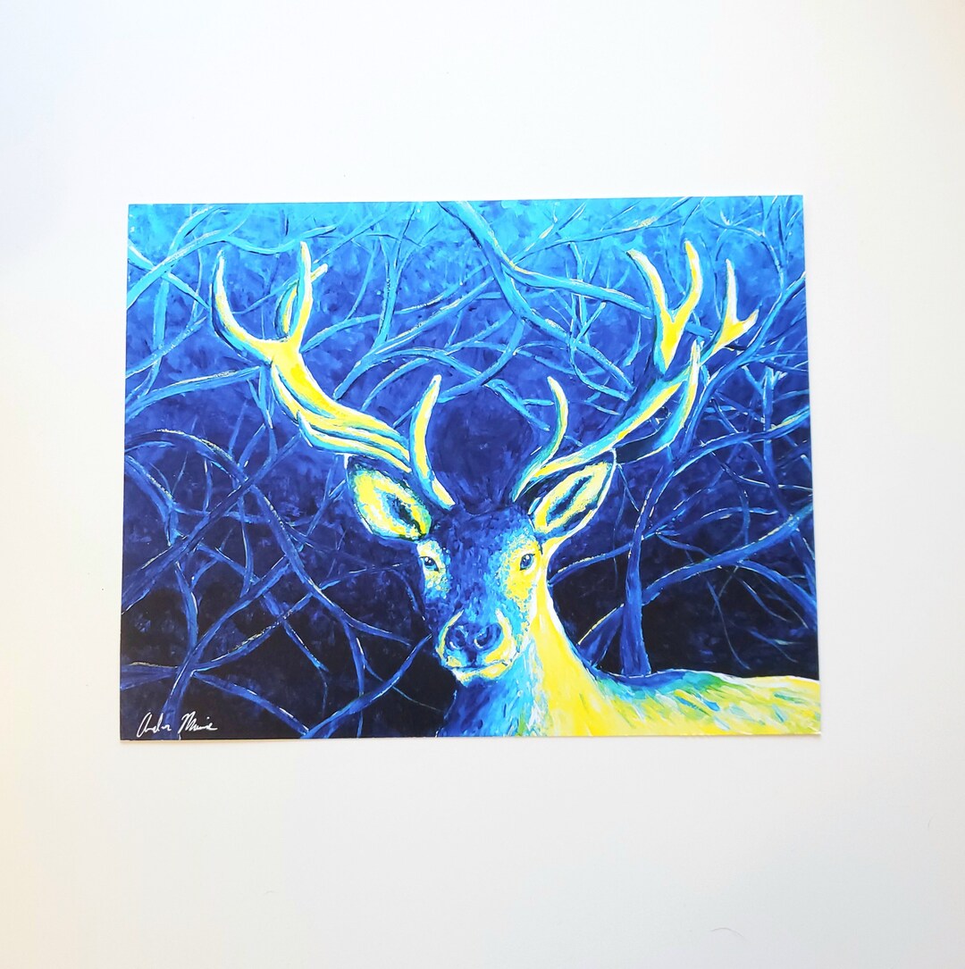 Blue Elk Art Print - Etsy
