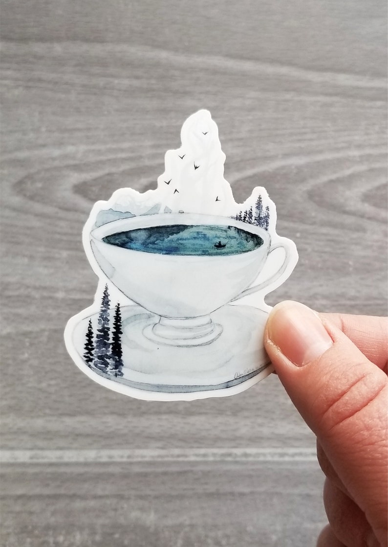 Mountain Tea Vinyl Water Bottle Sticker - Etsy