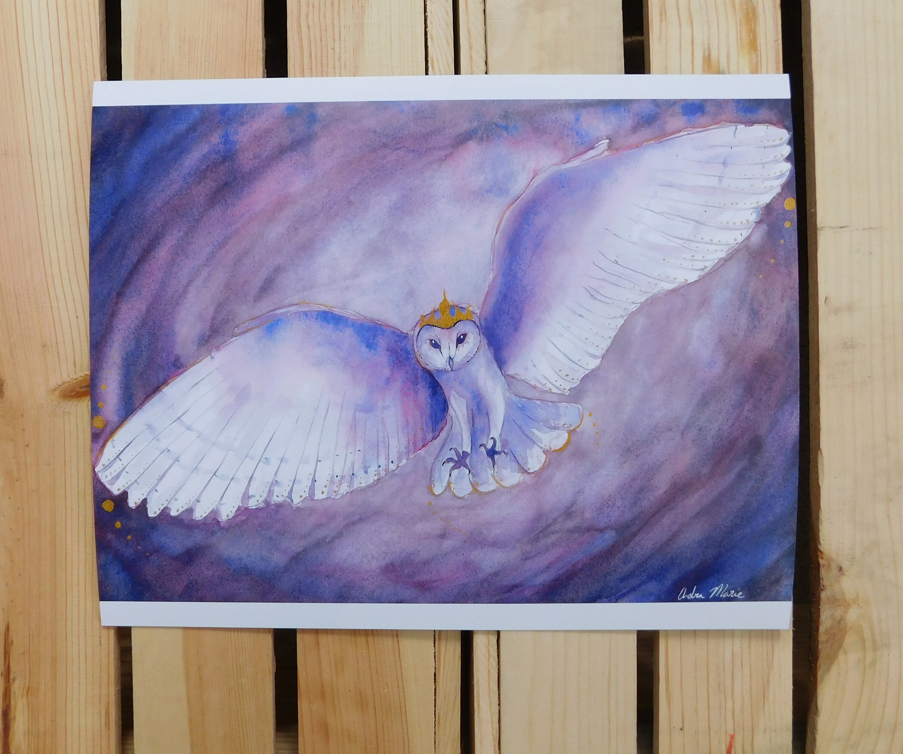 Watercolor Owl Queen Art Print | Etsy