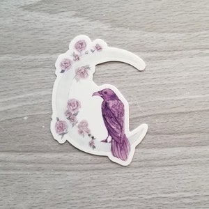Purple Raven on a Crescent Moon Water Bottle Sticker - Etsy