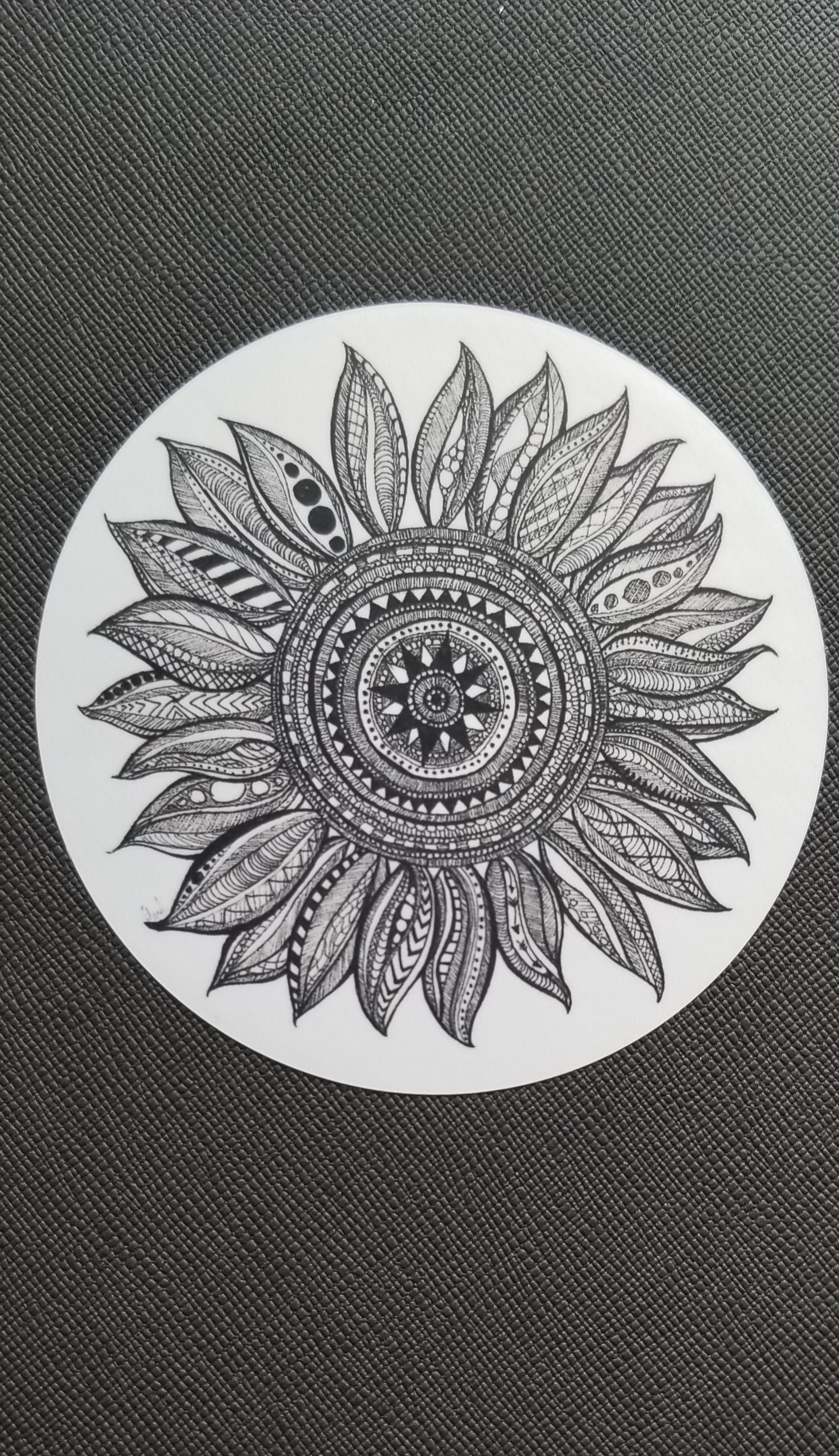 Zentangle Sunflower Sticker | Etsy