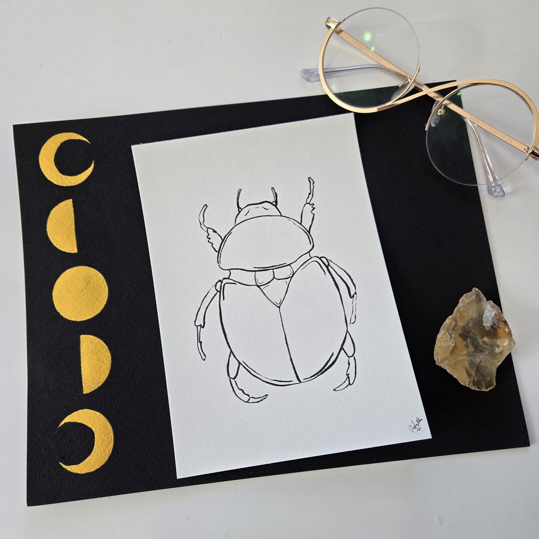 5x7" Brush Pen Beetle Drawing #3 - Etsy