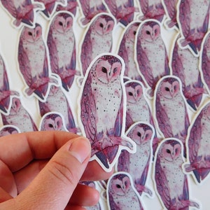 Muted Red Watercolor Barn Owl Sticker - Etsy