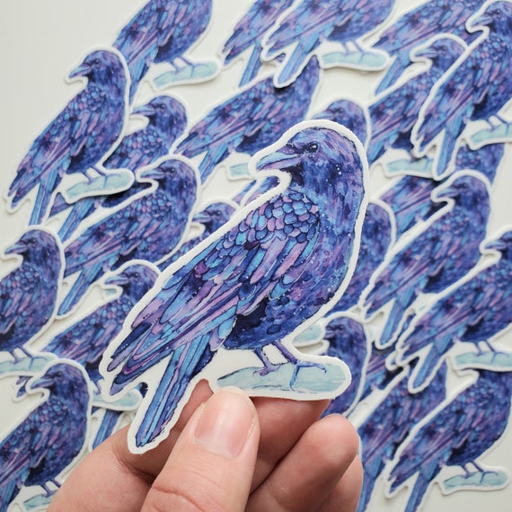 Royal Raven 2 Watercolor Sticker Decal | Etsy
