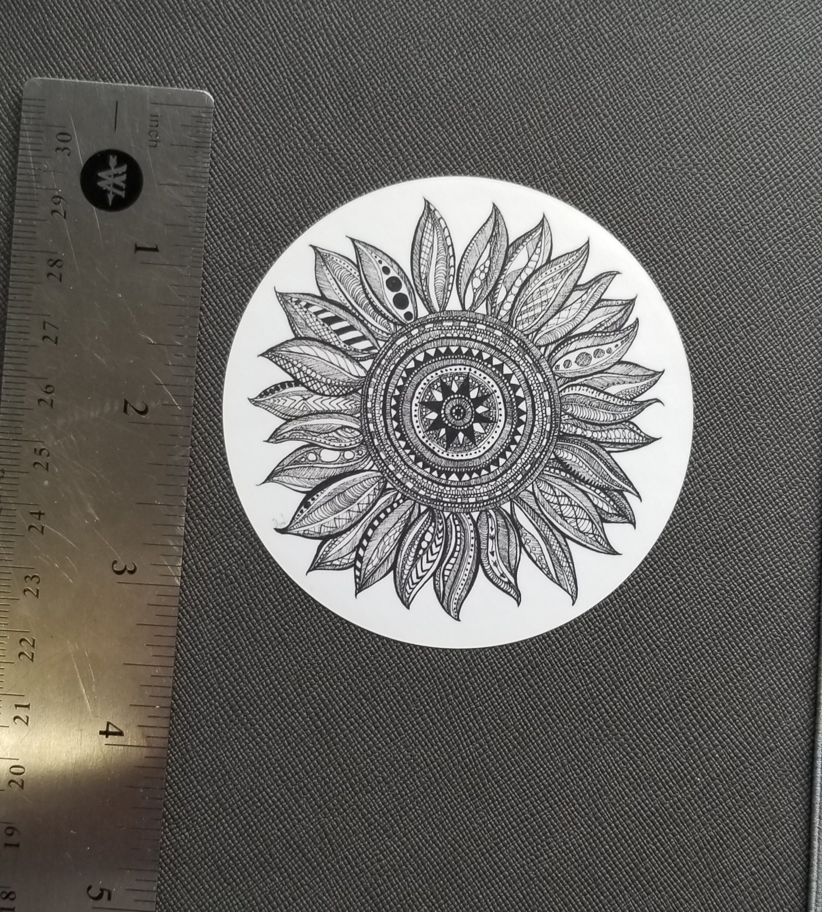 Zentangle Sunflower Sticker | Etsy