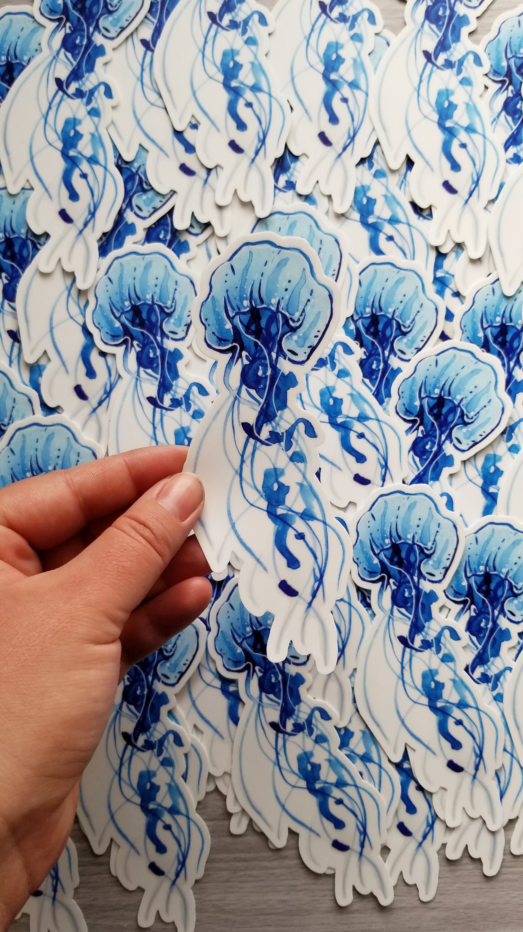 Blue Watercolor Jellyfish Bumper Sticker - Etsy