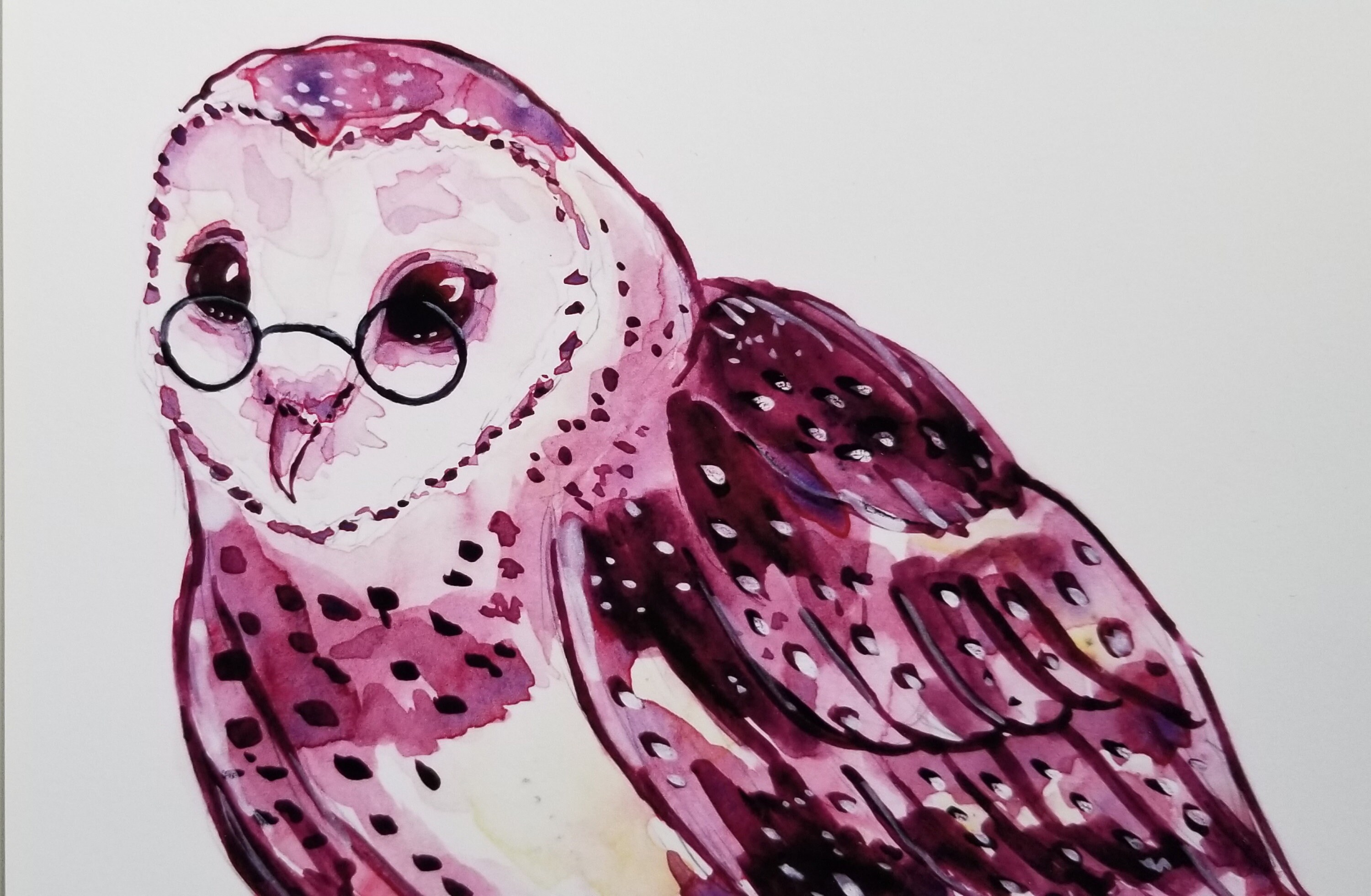 Purple Watercolor Librarian Owl - Etsy