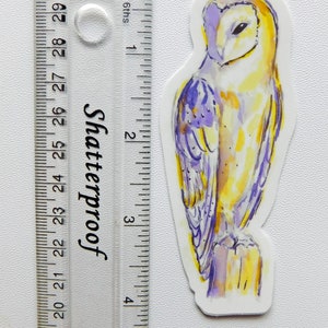 Purple and Yellow Watercolor Owl Sticker - Etsy