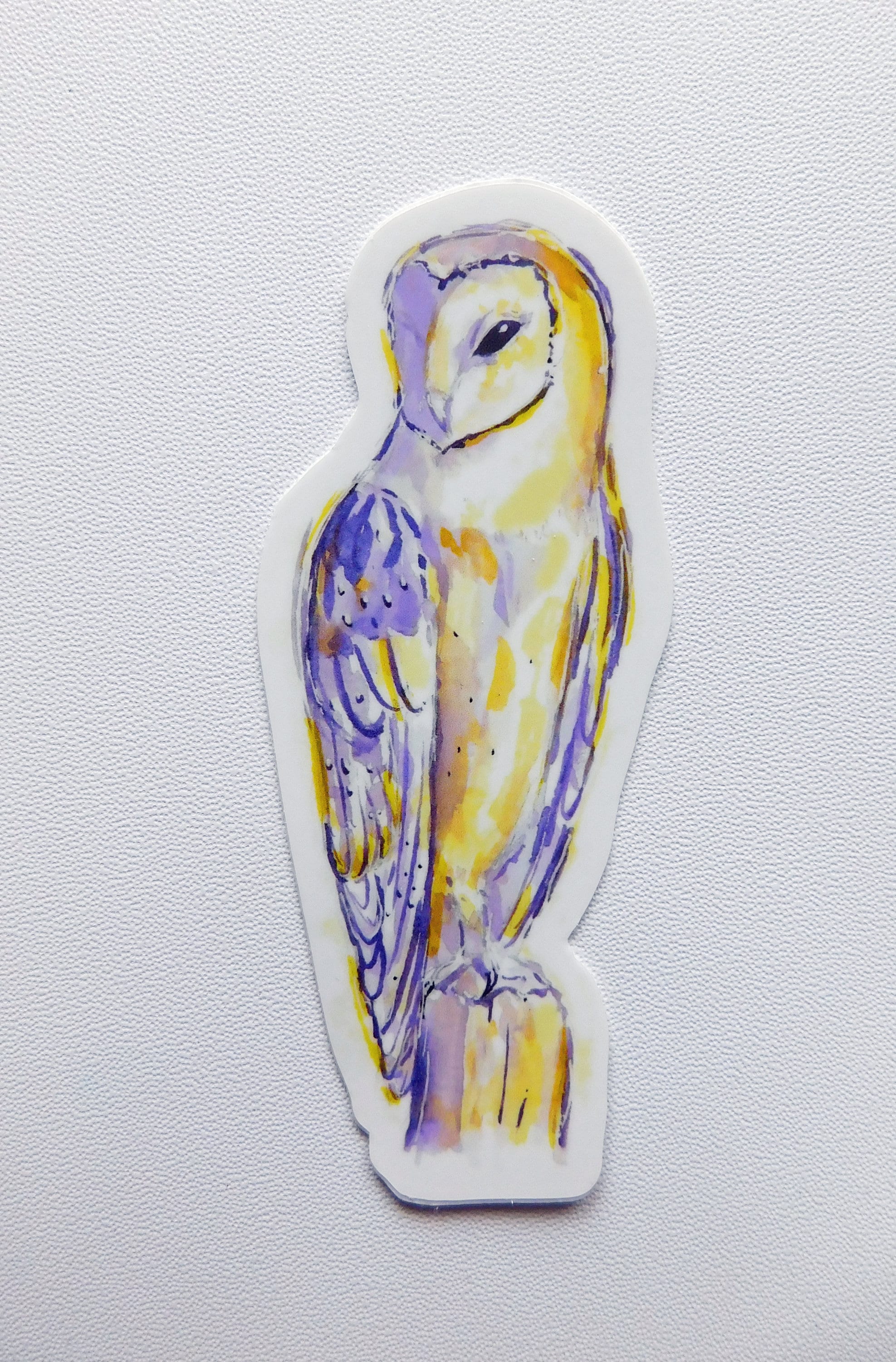 Purple and Yellow Watercolor Owl Sticker | Etsy