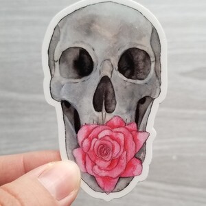 Skull With Rose Sticker - Etsy