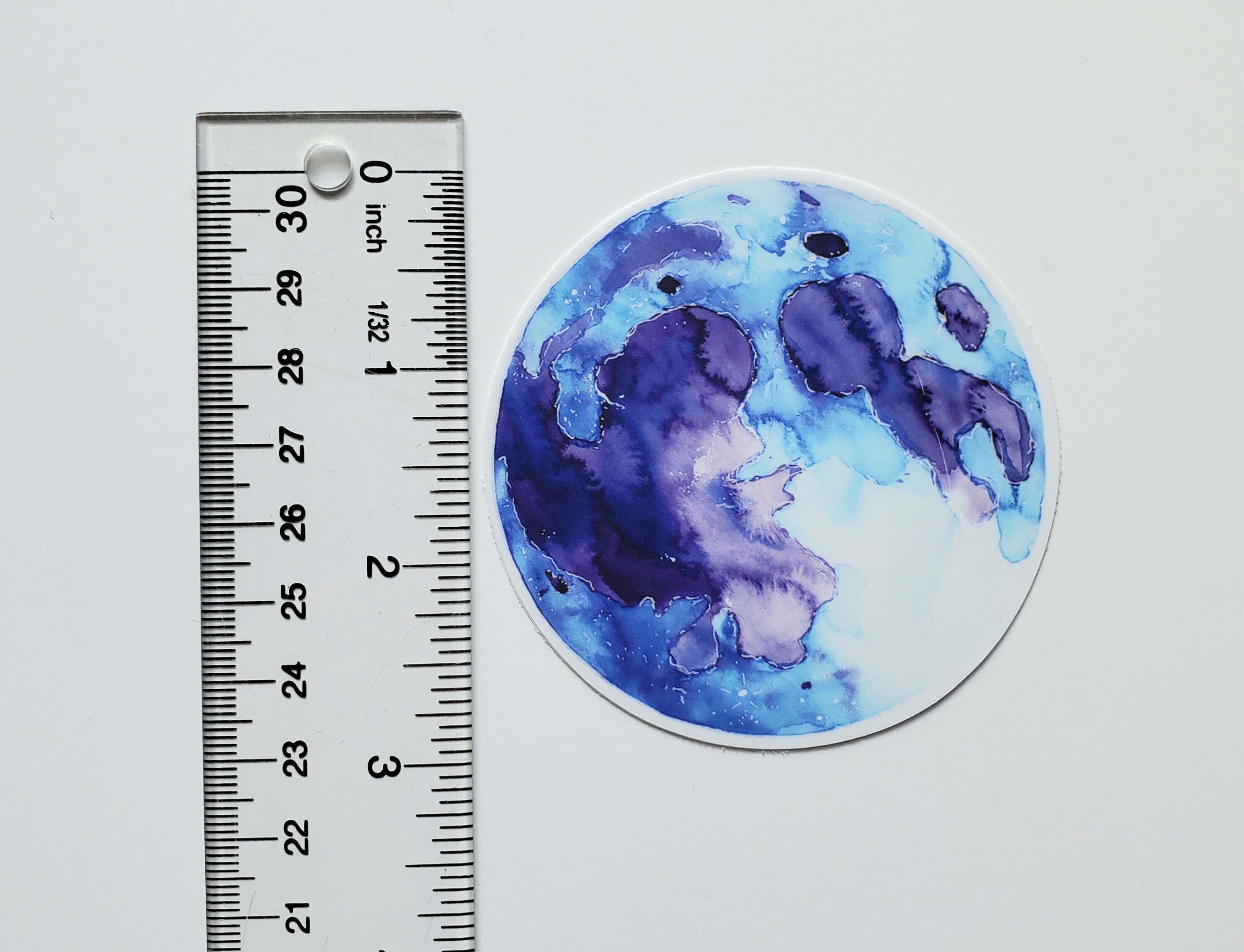 Blue and Purple Watercolor Full Moon Sticker | Etsy