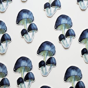 Blue Watercolor Mushrooms Sticker Decal - Etsy