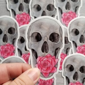 Skull With Rose Sticker - Etsy
