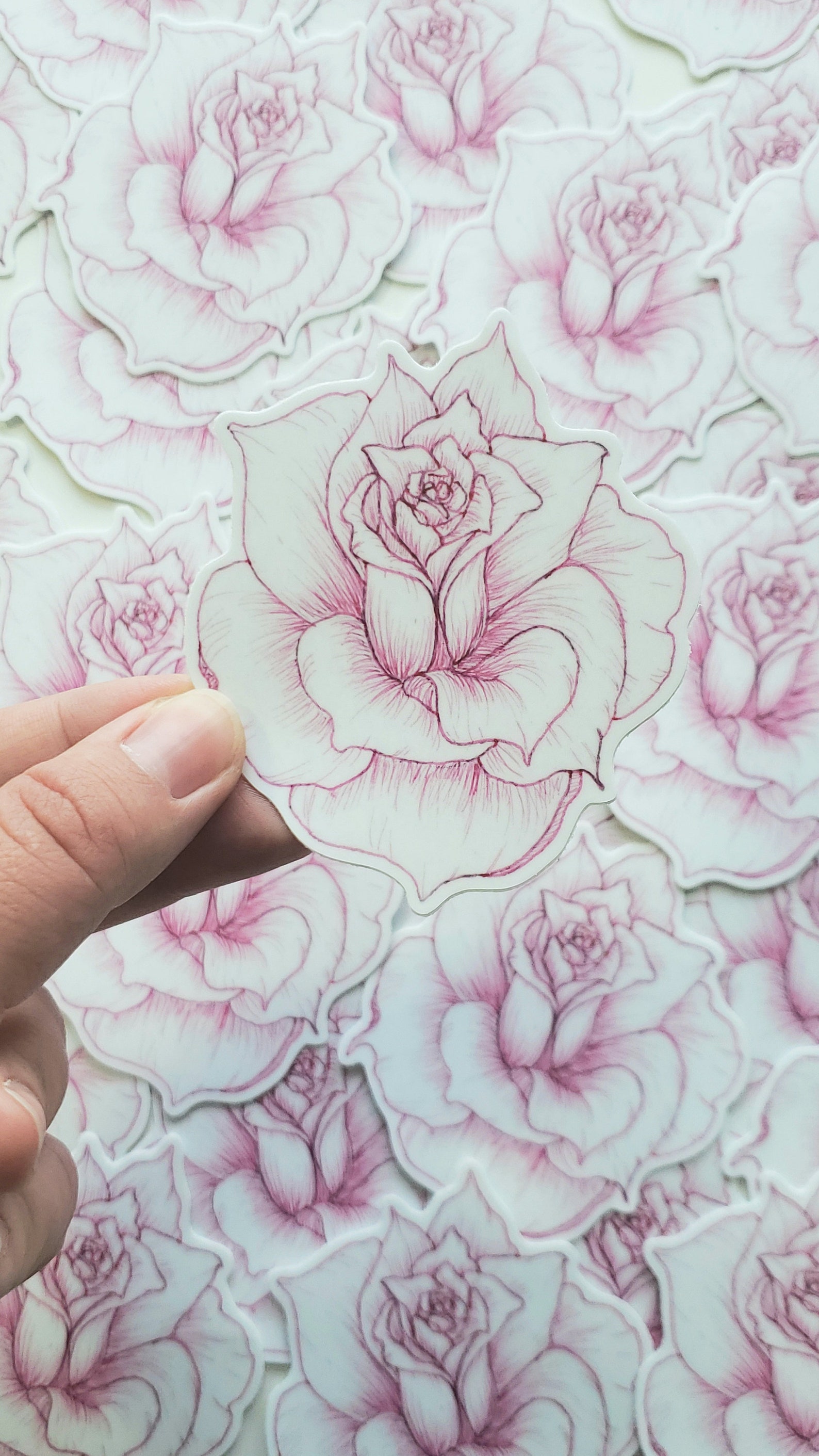 Pink Rose Water Bottle Sticker Decal | Etsy