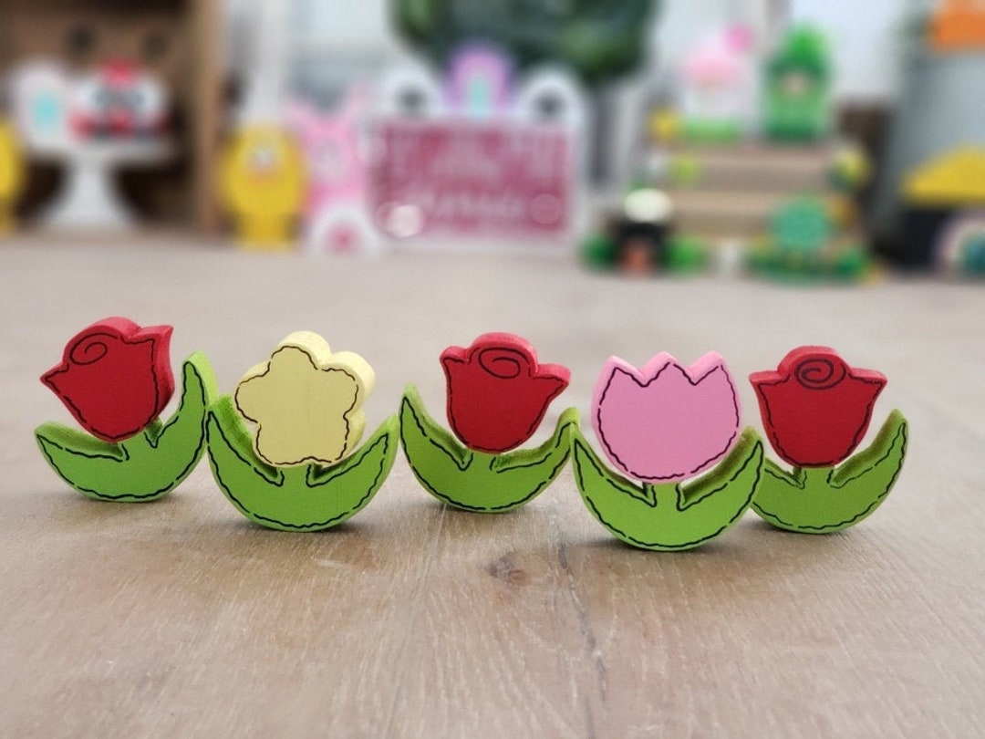 Wooden Spring Flowers Home Decor, Spring, Tiered Tray, Shelf Sitters ...