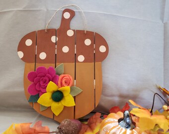 Personalized Name Leaf Sign Fall Acorn Holiday Decor Country - Etsy