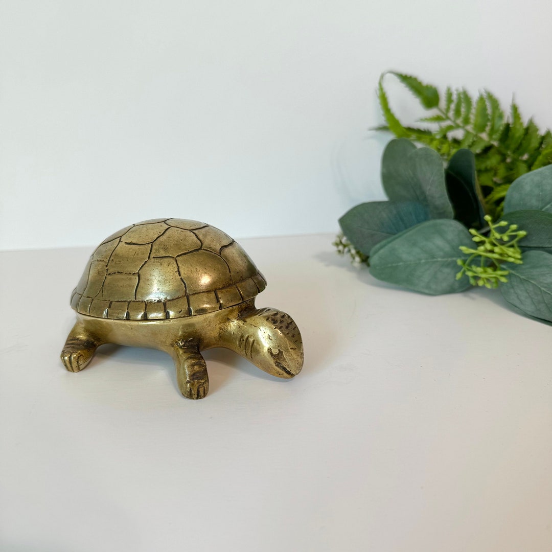 Vintage Mid-century Modern Solid Brass Turtle With Hinged Shell Lid ...